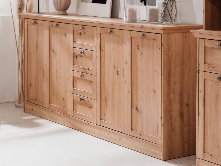 Buffet/bahut TIMITA 4 portes 4 tiroirs chêne artisan